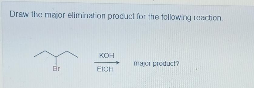 Solved Draw the major elimination product for the following | Chegg.com