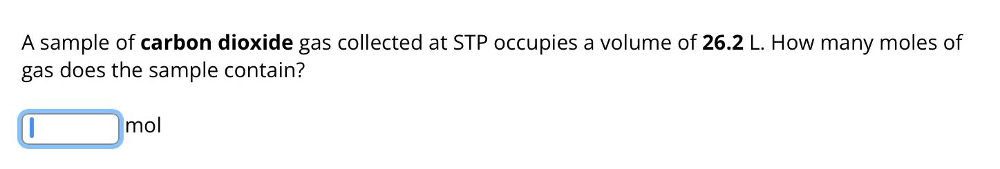 Solved A sample of carbon dioxide gas collected at STP | Chegg.com