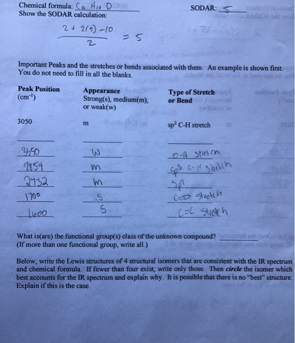 Solved Sps colk sketch SODAR: 5 Chemical formula: Ca Hio D | Chegg.com