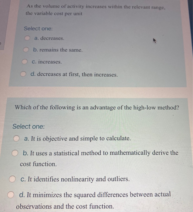 Solved As the volume of activity increases within the | Chegg.com