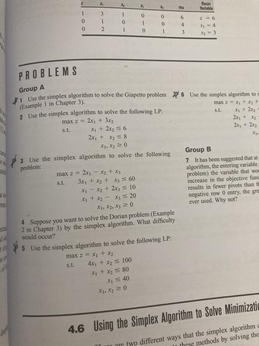 Solved can you do questions 3 and 5 using the simplex method | Chegg.com