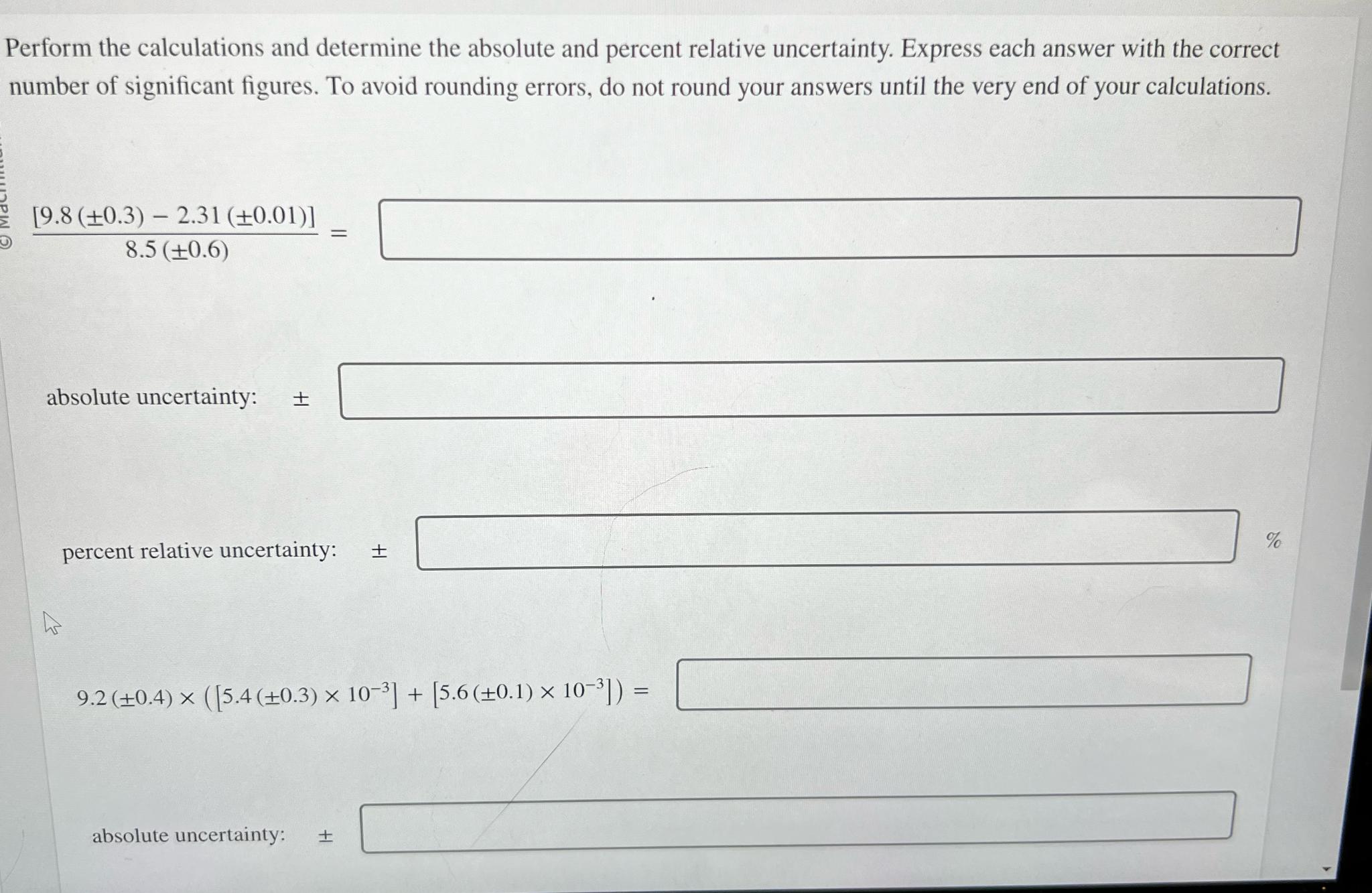 Solved Perform the calculations and determine the absolute | Chegg.com