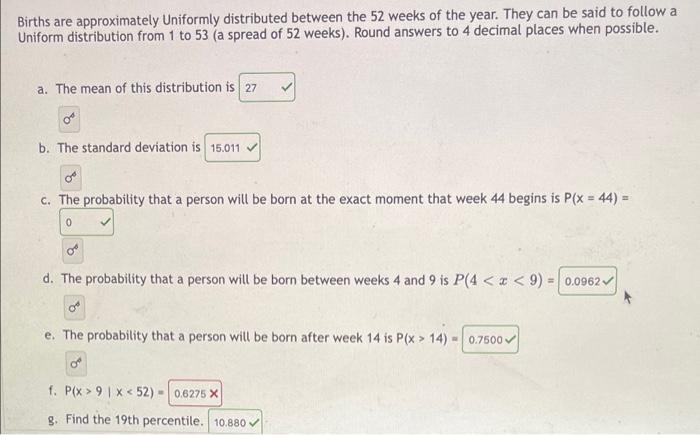 Solved Births are approximately Uniformly distributed | Chegg.com