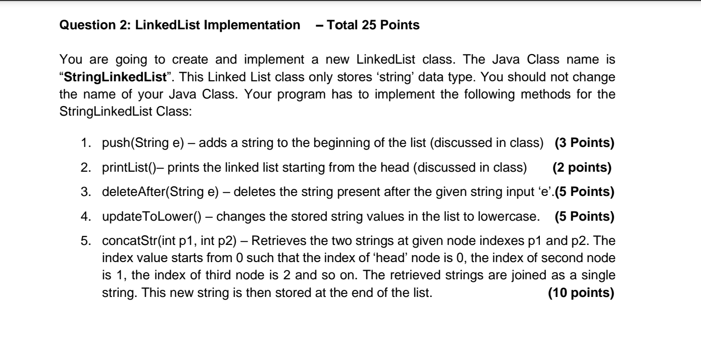 Solved Question 2 Linkedlist Implementation Total 25 2404