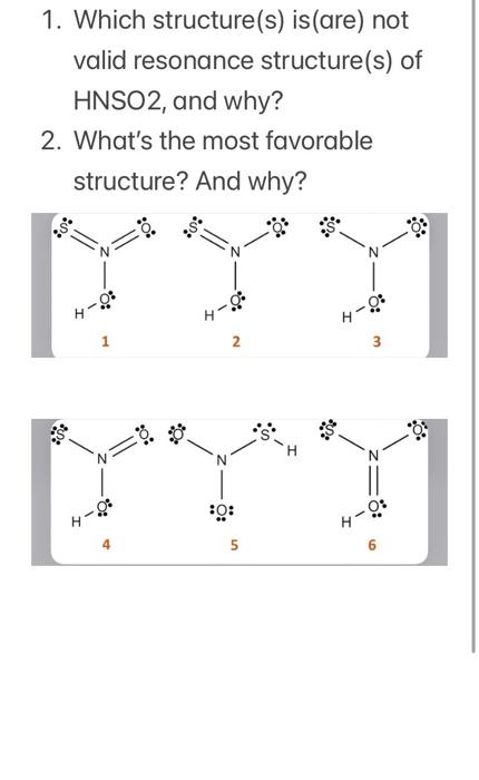 Solved 1. Which structure(s) is(are) not valid resonance | Chegg.com