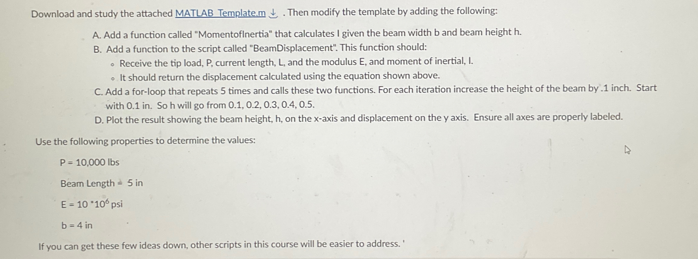 Solved Download and study the attached MATLAB Template.m | Chegg.com