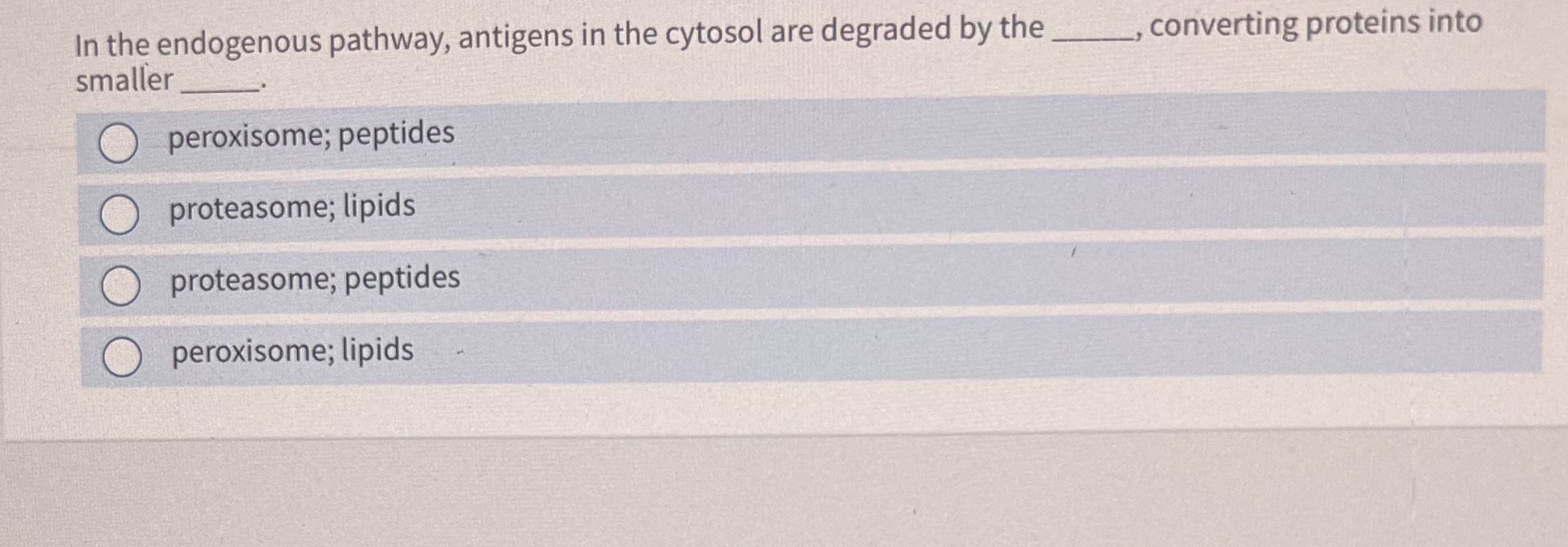 Solved In the endogenous pathway, antigens in the cytosol | Chegg.com