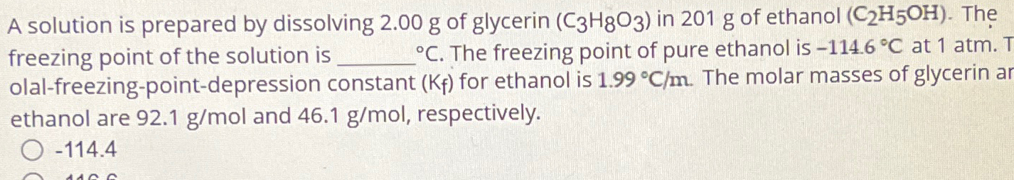 Solved A solution is prepared by dissolving 2.00g ﻿of | Chegg.com