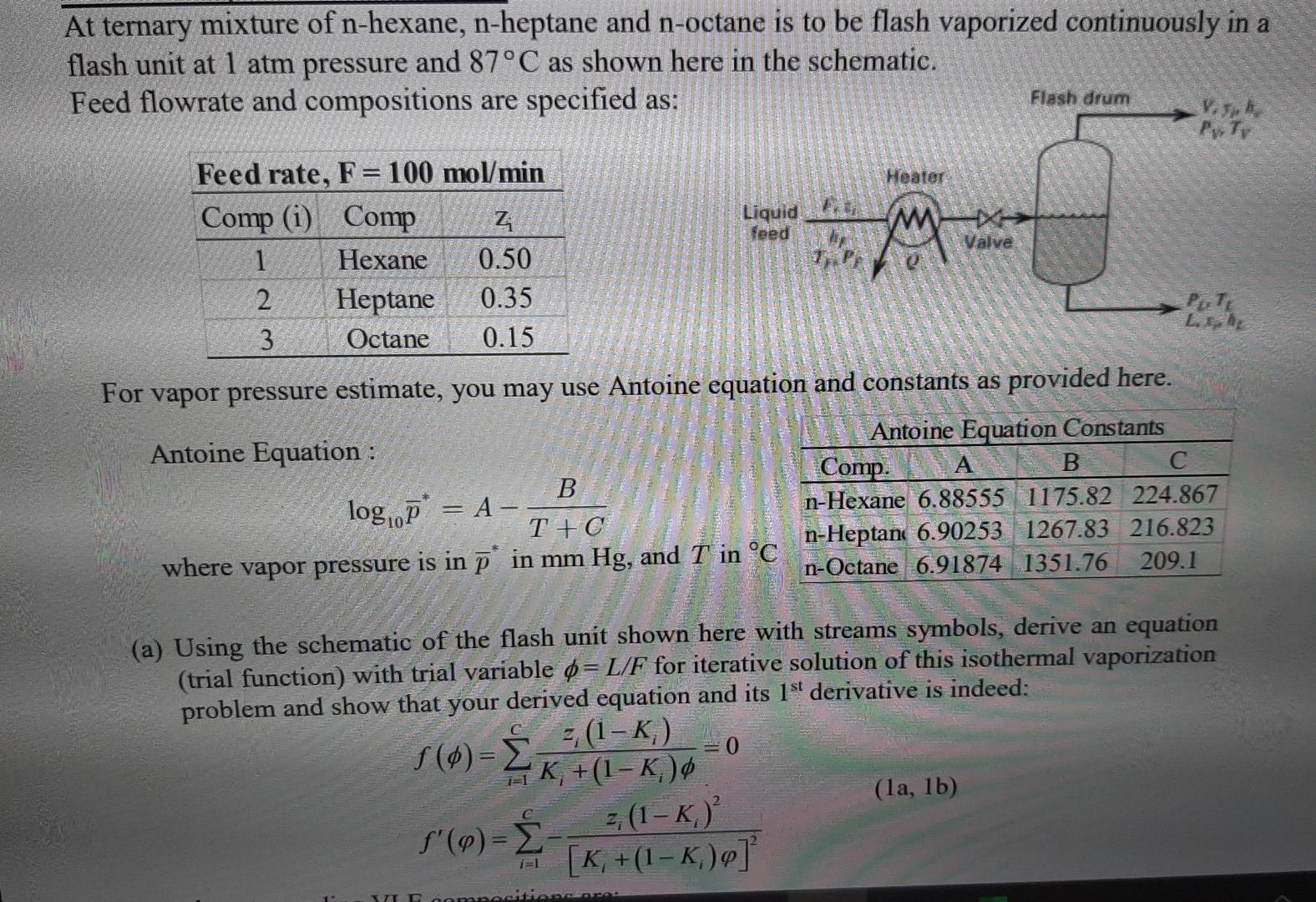 Solved At ternary mixture of n-hexane, n-heptane and | Chegg.com
