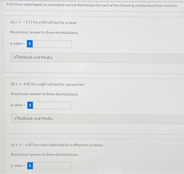 Solved Find the p-value based on a standard normal | Chegg.com