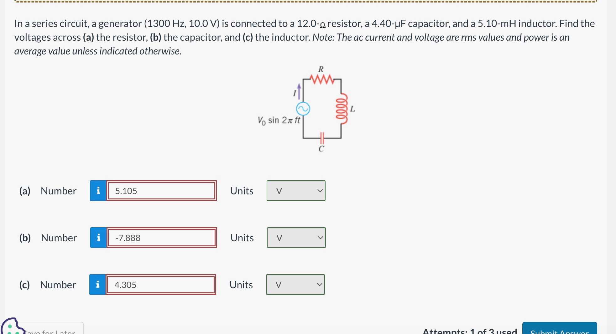 Solved voltages across (a) ﻿the resistor, (b) ﻿the | Chegg.com