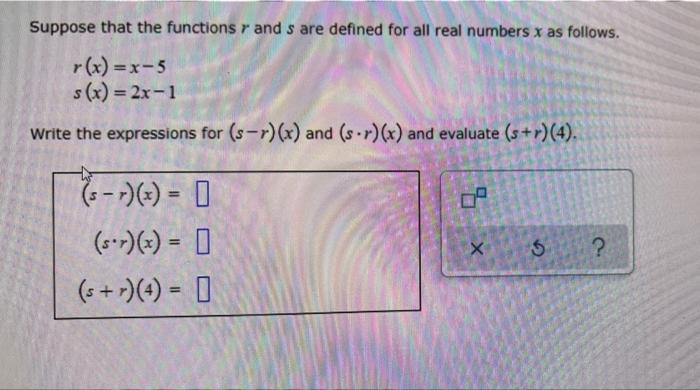 Solved Suppose that the functions r and s are defined for | Chegg.com