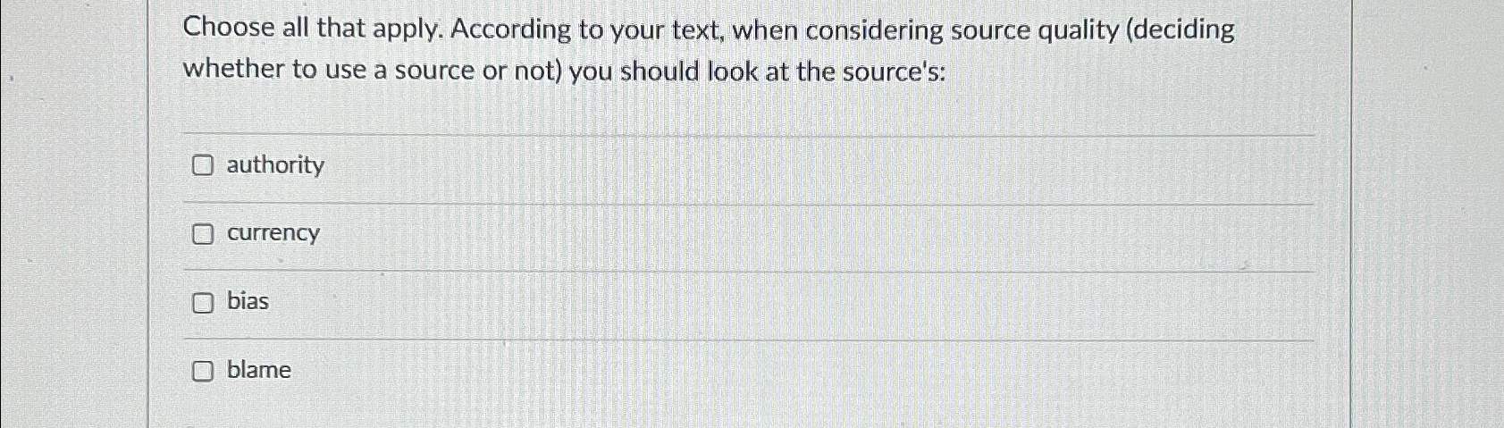Solved Choose all that apply. According to your text, when | Chegg.com