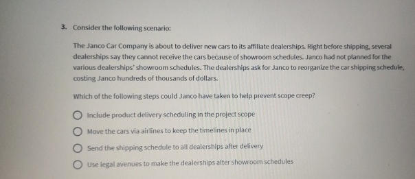 Solved Consider the following scenario:The Janco Car Company | Chegg.com