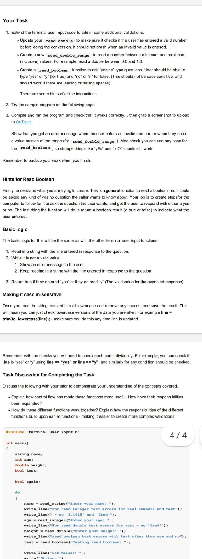 Instructions This task builds upon the user input | Chegg.com