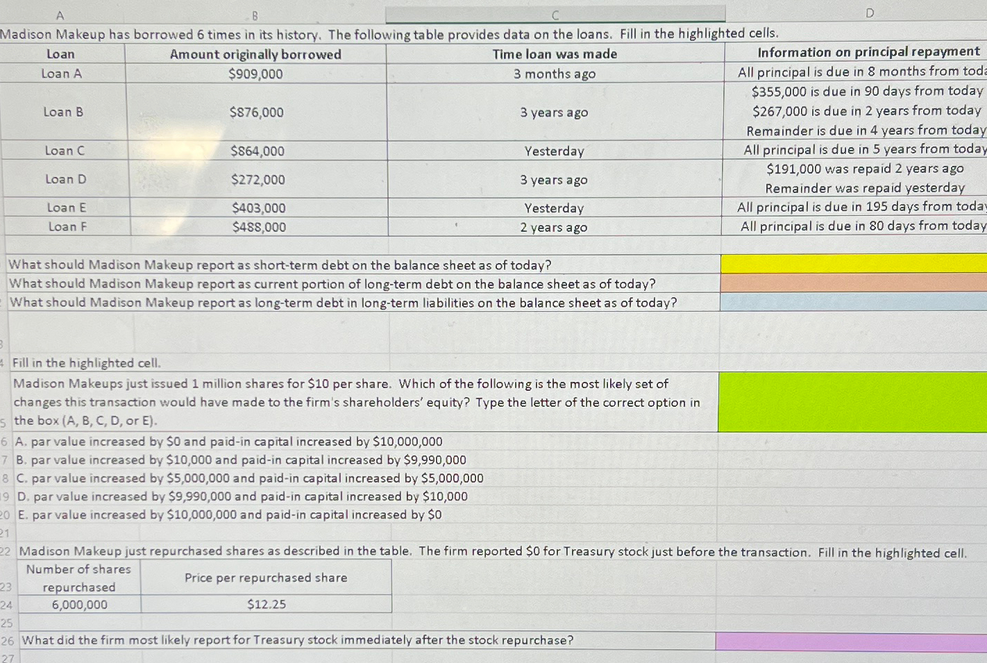 Solved Madison Makeup has borrowed 6 ﻿times in its history. | Chegg.com