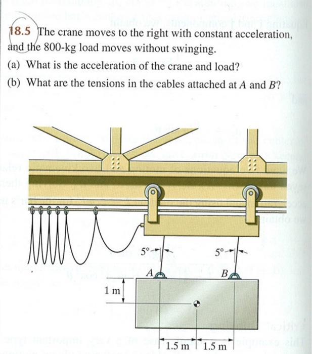 Solved 18.5 The crane moves to the right with constant | Chegg.com