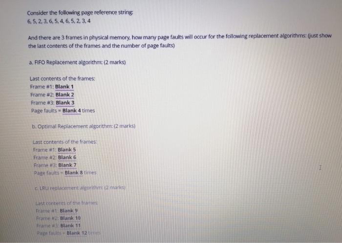 Solved Consider the following page reference string 6,5. | Chegg.com