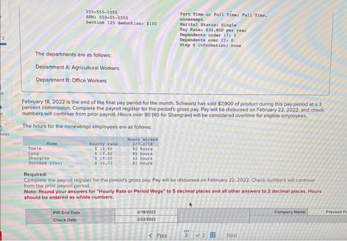 [Solved]: Prevosti Farms and Sugarhouse pays its employees