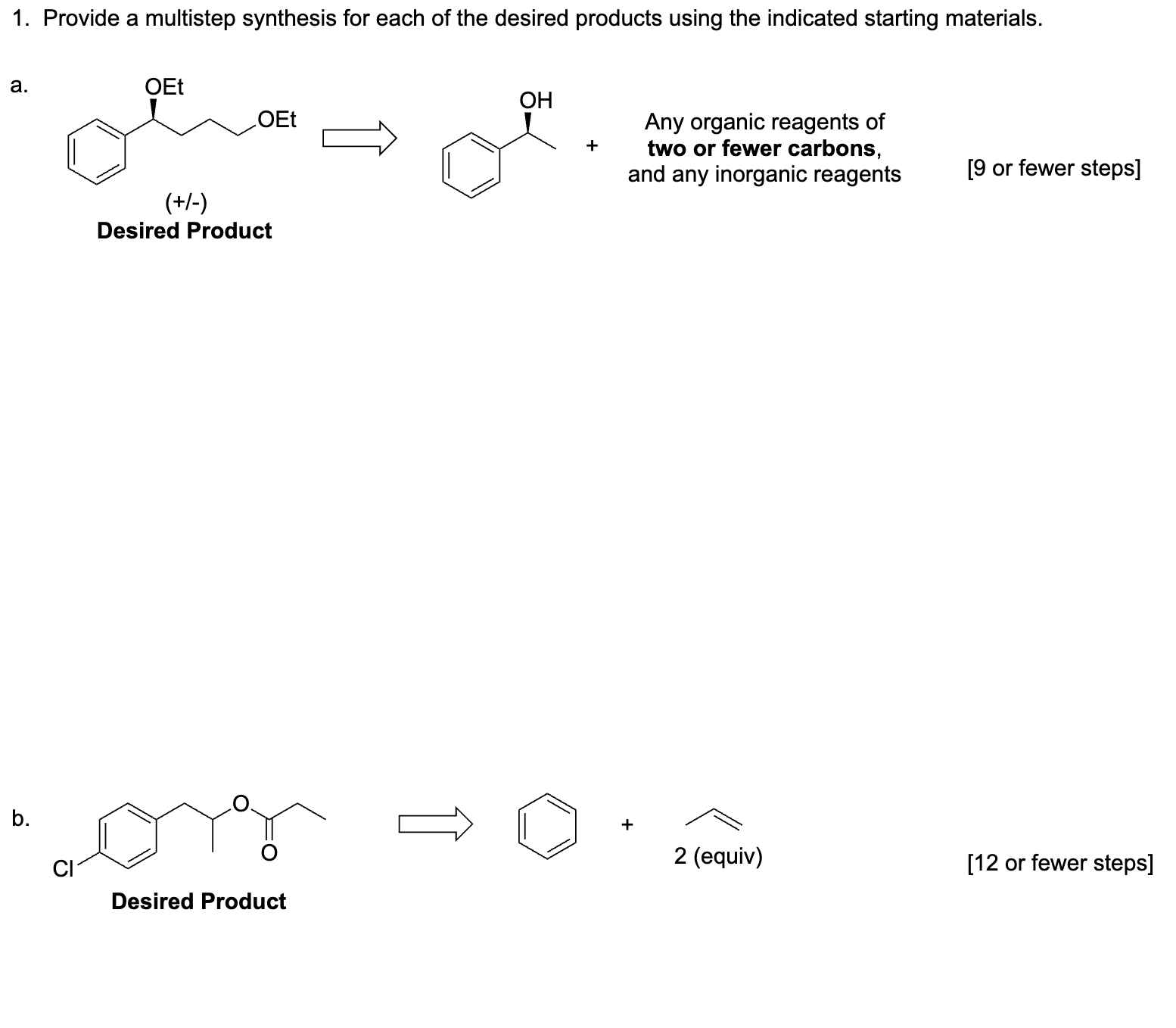 Solved Provide a multistep synthesis for each of the desired | Chegg.com