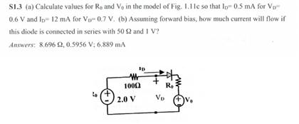 Solved Calculate value for R0 and V0 in the model of Fig. 1. | Chegg.com