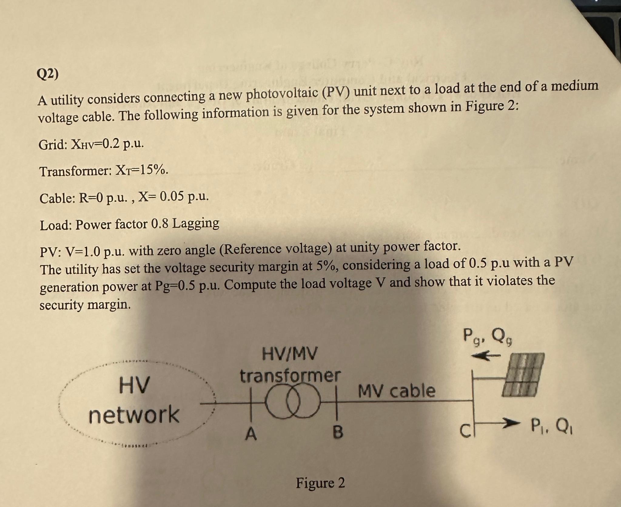 Solved Q2)A utility considers connecting a new photovoltaic | Chegg.com