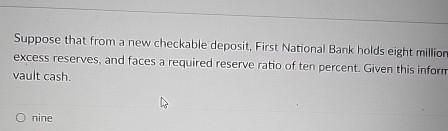 Solved Suppose that from a new checkable deposit, First | Chegg.com