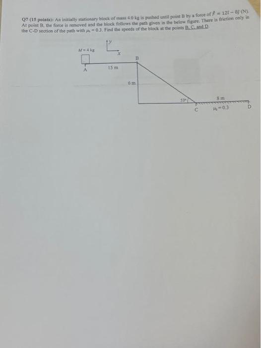 Solved Q7 (15 polnts): Aa initially stationary block of mhss | Chegg.com