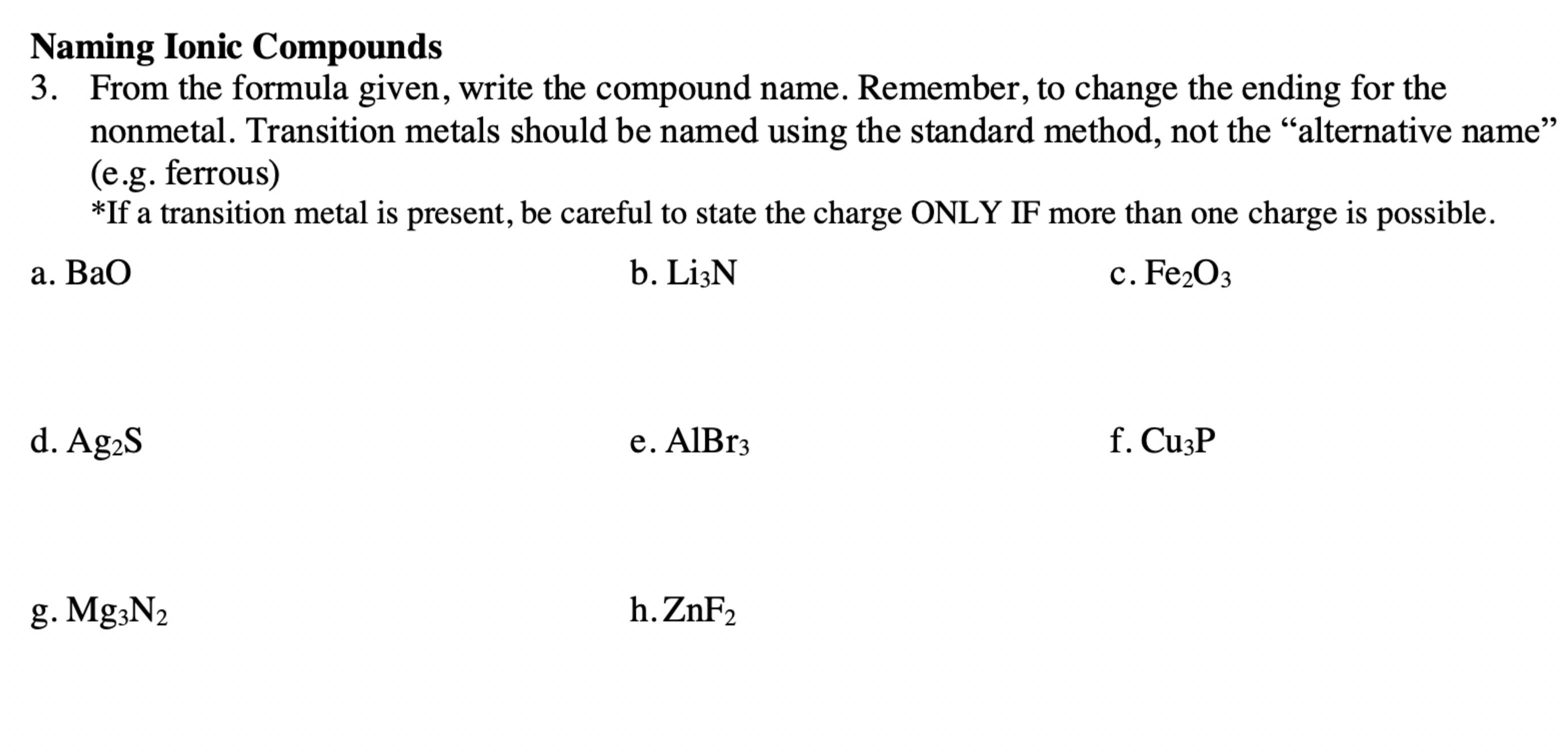 Solved Ionic Compounds and FormulasTo complete the table | Chegg.com