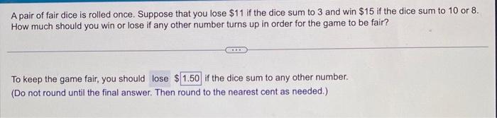 Solved A pair of fair dice is rolled once. Suppose that you | Chegg.com