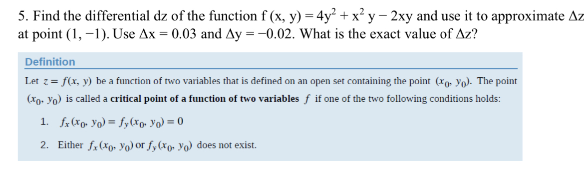 Solved Find the differential dz ﻿of the function | Chegg.com