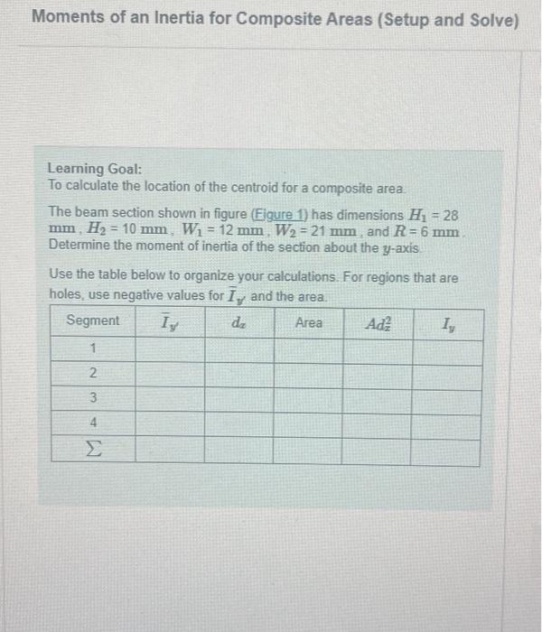 Solved Calculate the moment of inertia of region 1 about a | Chegg.com