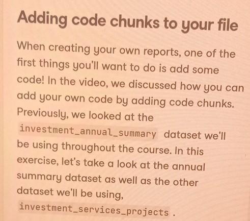 Solved Adding code chunks to your file When creating your | Chegg.com