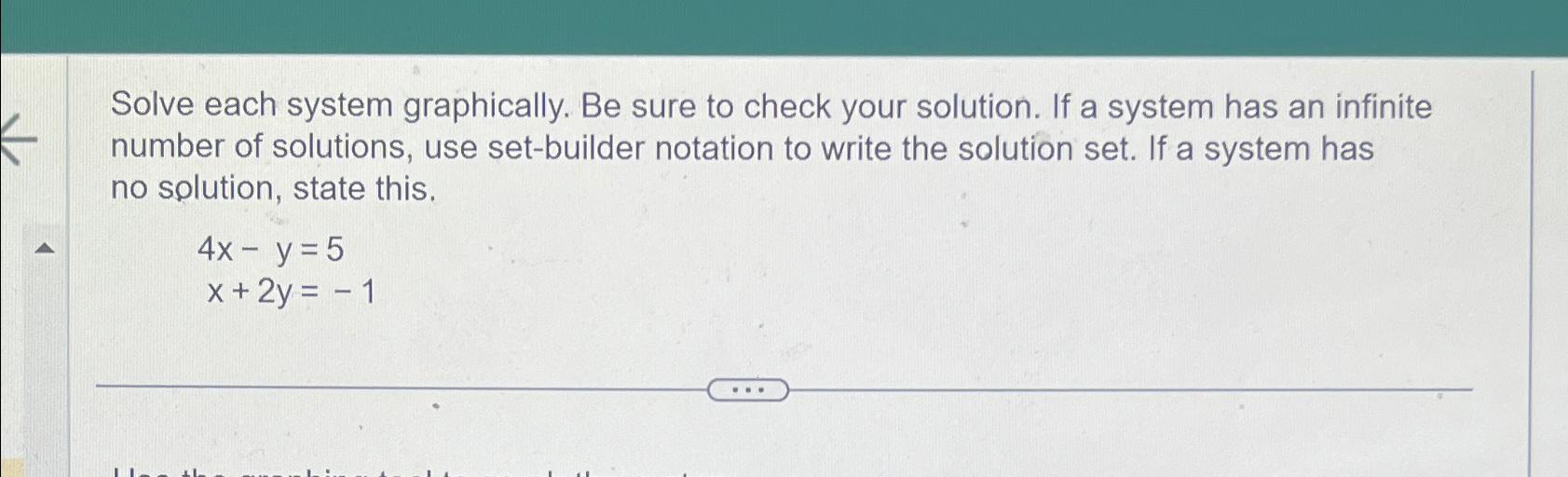 Solved Solve each system graphically. Be sure to check your | Chegg.com
