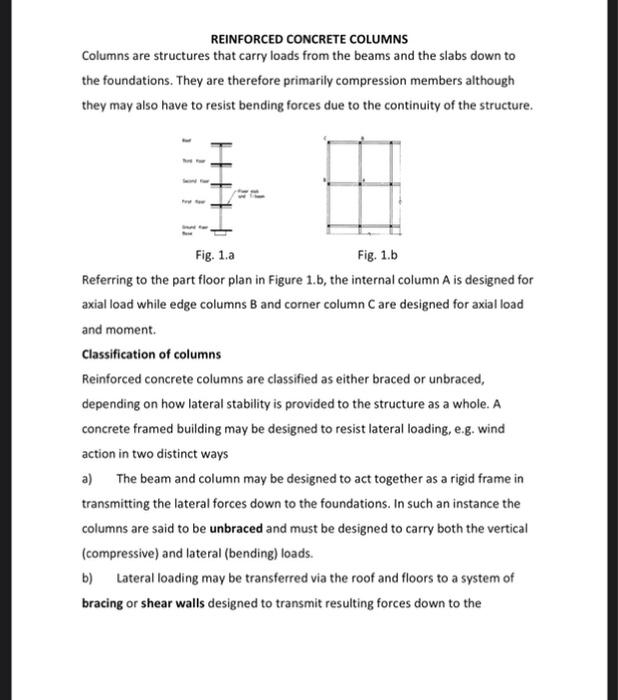 Solved 2) A short braced reinforced concrete column supports | Chegg.com