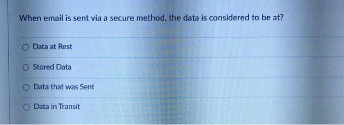 Solved When email is sent via a secure method, the data is | Chegg.com