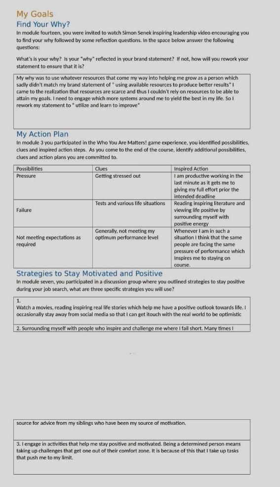 Solved CAREER SUCCESS- CDEV 1830 Assignment 5: My Goals | Chegg.com
