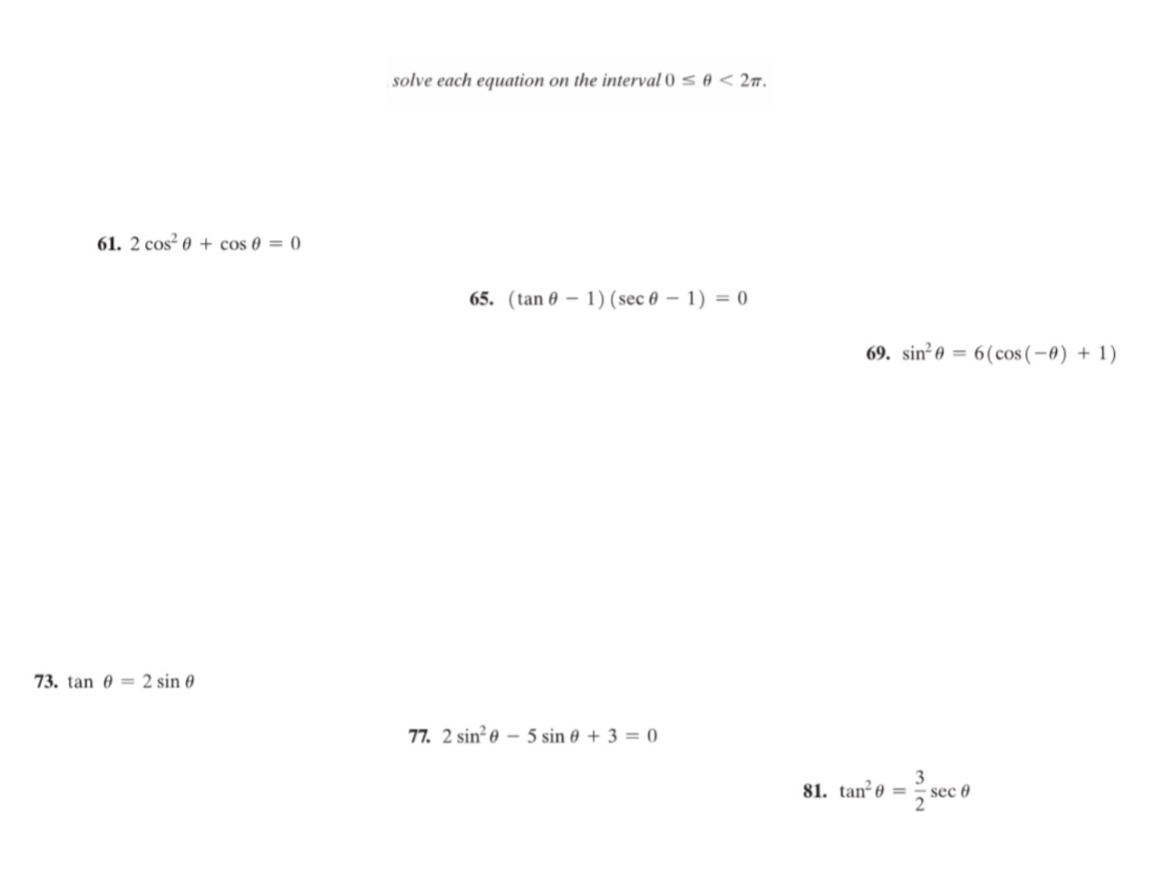 Solved solve each equation on the interval | Chegg.com