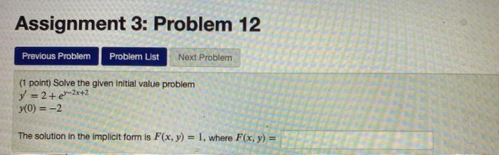 Solved Assignment 3: Problem 10 Previous Problem Problem | Chegg.com