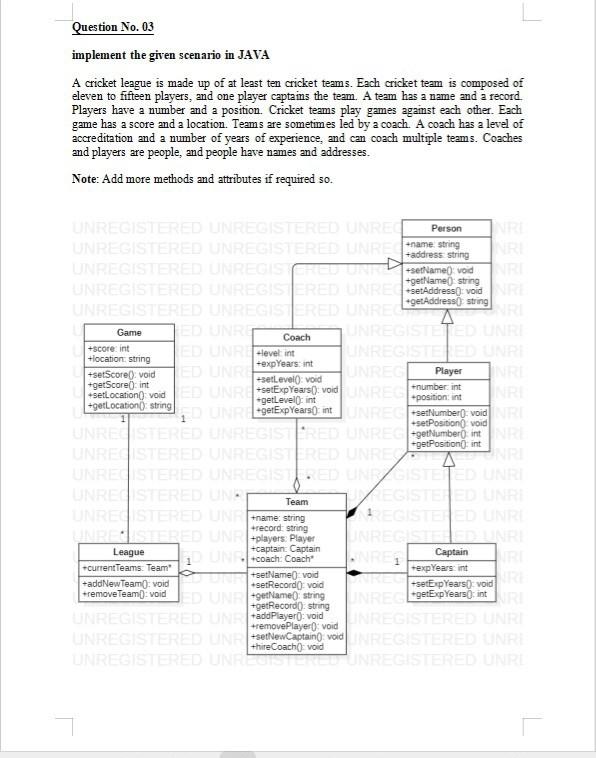 Solved implement the given scenario in JAVA A cricket league | Chegg.com Solved implement the given scenario in JAVA A cricket league | Chegg.com