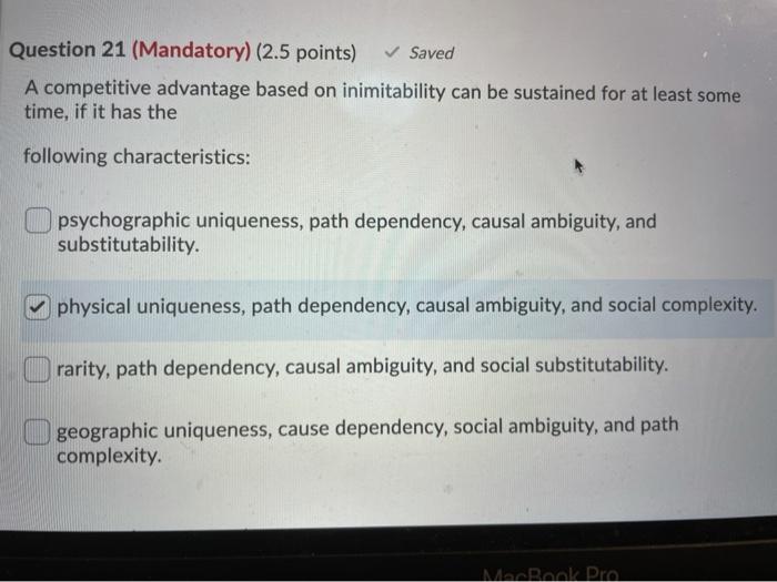 Solved Question 21 (Mandatory) (2.5 points) Saved A | Chegg.com