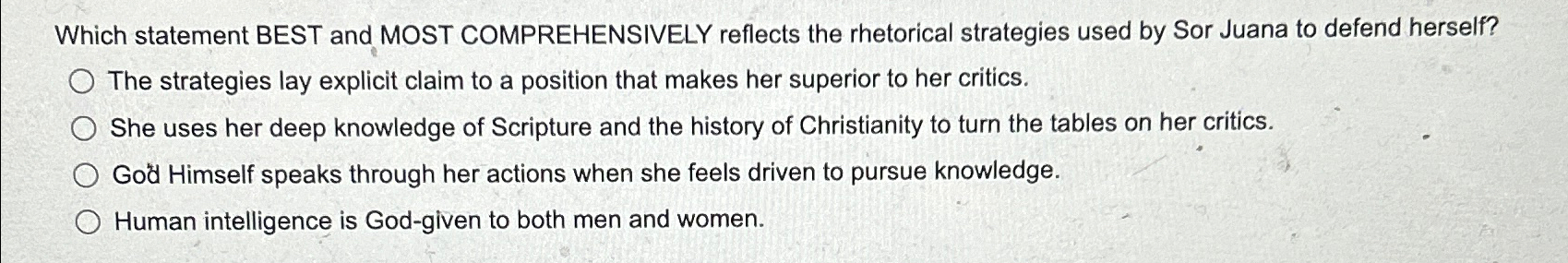 Solved Which statement BEST and MOST COMPREHENSIVELY | Chegg.com