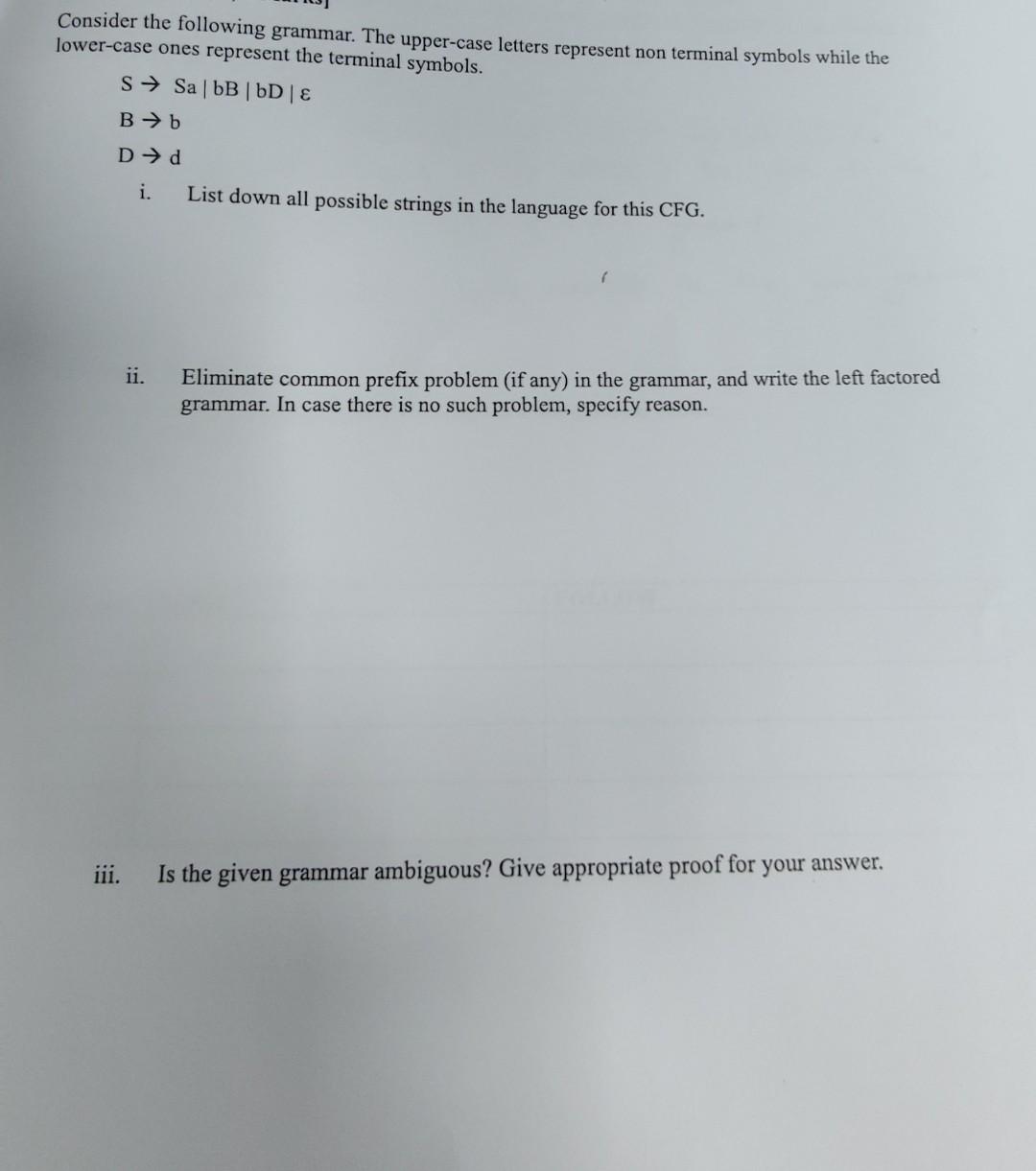 Solved Consider the following grammar. The upper-case | Chegg.com