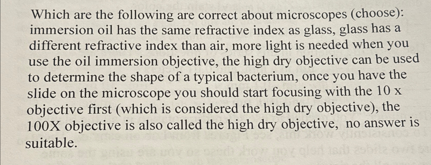 Solved Which are the following are correct about microscopes | Chegg.com