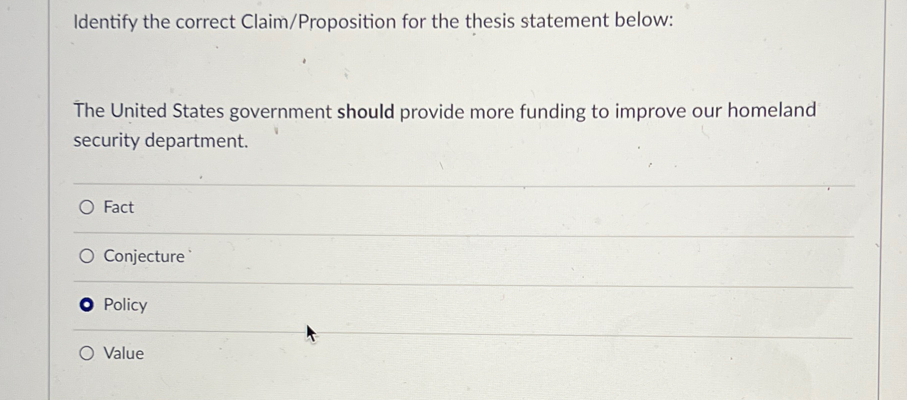 Solved Identify the correct Claim/Proposition for the thesis | Chegg.com