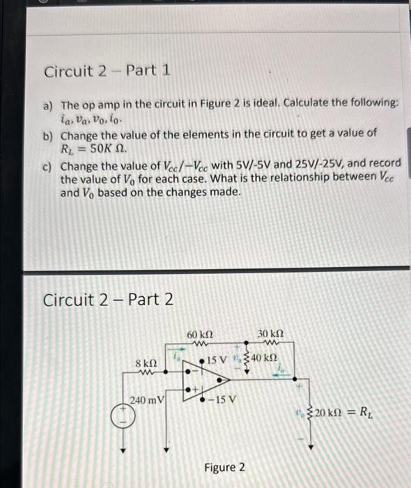 Solved a) The op amp in the circuit in Figure 2 is ideal. | Chegg.com
