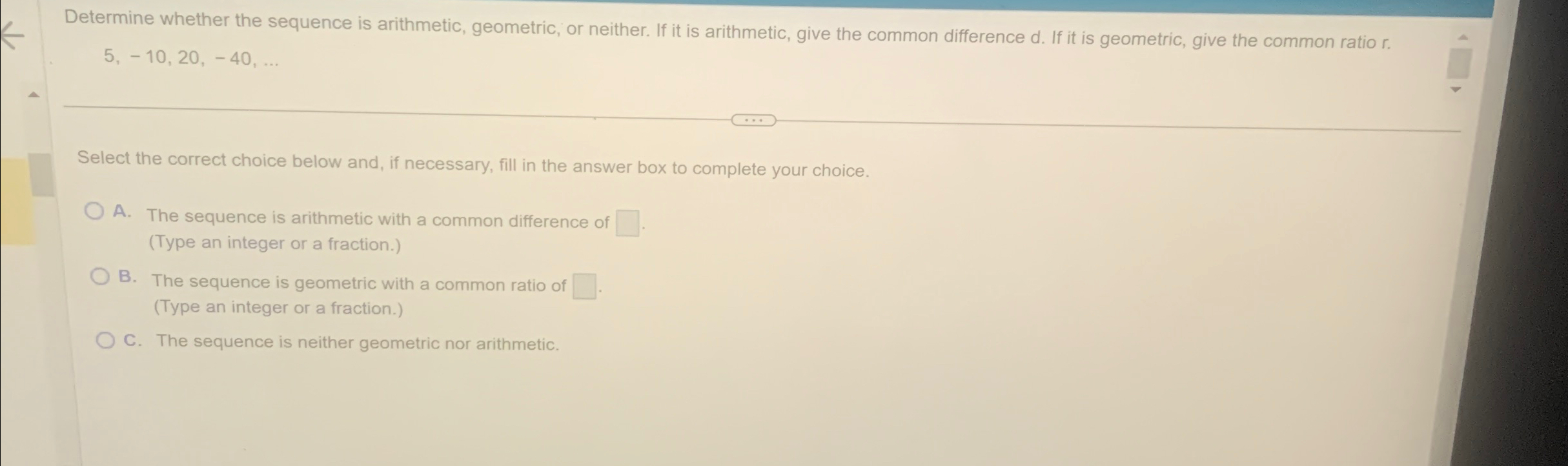 Solved Determine whether the sequence is arithmetic, | Chegg.com