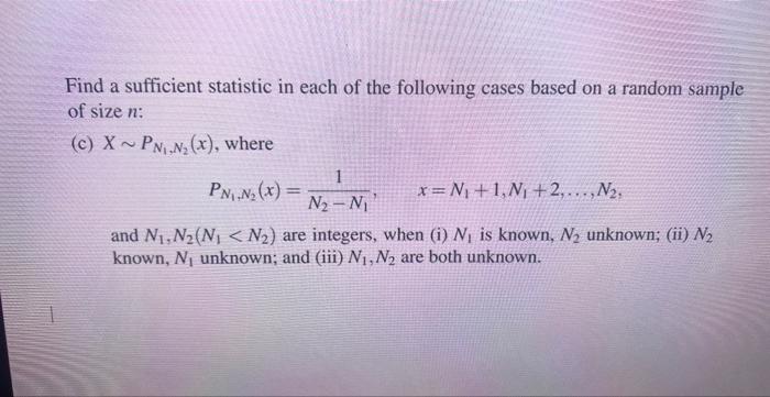 Solved Find a sufficient statistic in each of the following | Chegg.com
