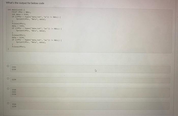 Solved What's the output for below code | Chegg.com