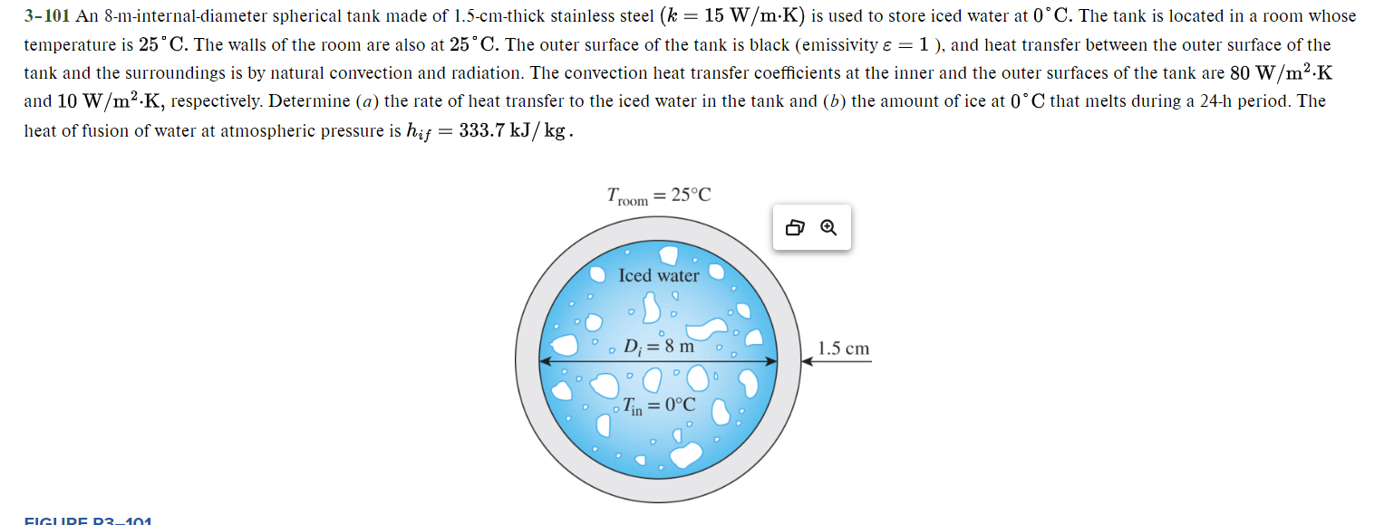 Solved 3-101 ﻿An 8-m-internal-diameter spherical tank made | Chegg.com